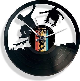 Disc'o'Clock DISCOClock Shallplattenuhr SK8 - Lautlos Wanduhr, einfach aufzuhängen. 100% Made in Italy Handwerkliches Produkt