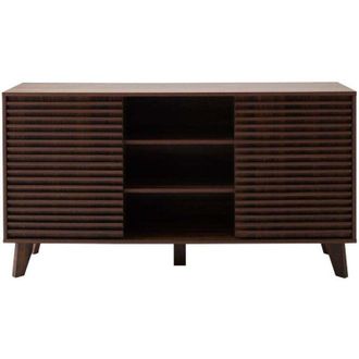 Calicosy Buffet 2 portes coulissantes fa&ccedil;ades effet bois rainur&eacute; L140 cm FRIBOURG