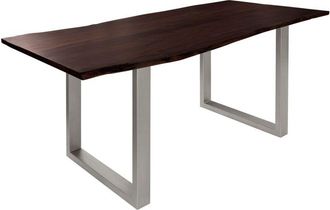 Massivmoebel24 Table à manger 200x100 Acacia laqué Brun / Gris mat freeform
