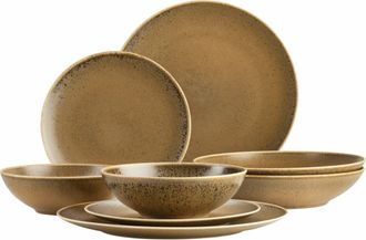 M&auml;ser 935273 Grumpy, Geschirrservice made in Portugal, hochwertiges 8-teiliges Kombi-Geschirr Set; Teller, Gourmetteller und Sch&uuml;ssel mit Reaktivglasur in e