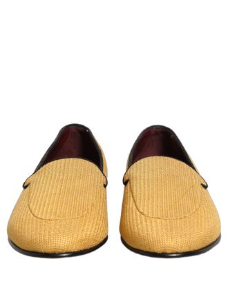 Dolce & Gabbana Yellow Woven Men Slip On Dress Loafers Shoes Leather