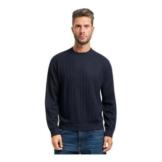 A|X Armani Exchange Pull &agrave; col rond en maille ondul&eacute;e - Homme - Pulls - Bleu - Taille: M