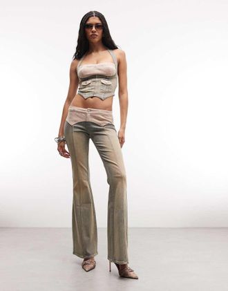 I.AM.GIA Tommie - Schlagjeans in hellbrauner Vintage-Waschung mit kontrastierendem Logo-Detail aus Cord am Bund, Kombiteil-Brown