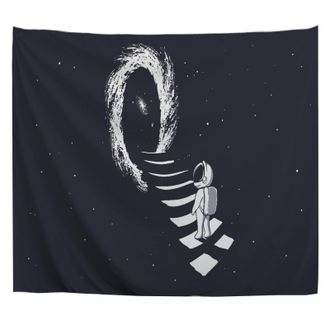 A.Monamour Wandteppich Ein Astronaut Der Die Treppe Zum Thema Wurmloch Weltraum Erklimmt Stoff Tuch Tapisserie Wandbehang Wanddeko Wandkunst Wandbilder Wandtuch 