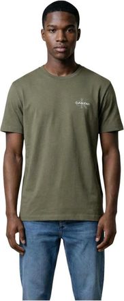Calvin Klein Jeans Homme, Tops, Vert, Taille: S T-shirt en coton &agrave; manches courtes et col rond