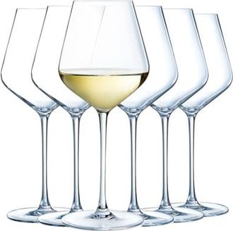 Cristal d'Arques Paris - Collection Ultime - 6 Verres à pied 38 cl en Cristallin - Brillance et Haute Résistance - Fabriqués en France - Emballage renforcé, adapté à l