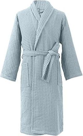 Generic Peignoir en nid dabeille pour femme &agrave; manches longues en coton pur avec poches d&eacute;contract&eacute;es avec col, v&ecirc;tements de nuit l&eacute;gers et respirants, peignoi