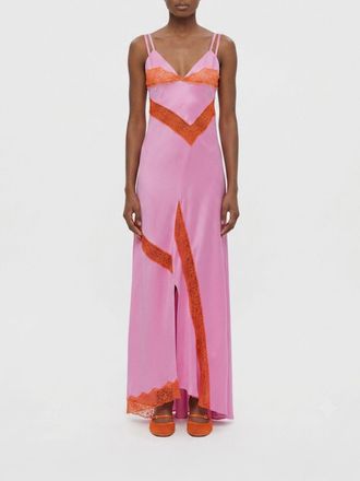 Msgm Langes Slip-Kleid von aus Satin mit Spitzeneins&auml;tzen und vorderem Schlitz