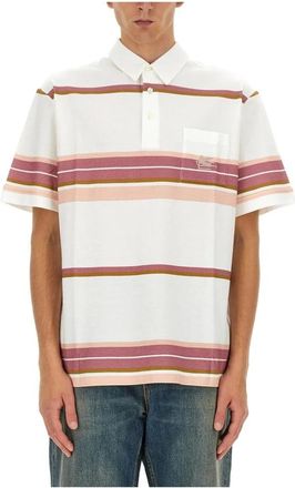 Etro Homme, Tops, Blanc, Taille: L Polo ray&eacute; &agrave; manches courtes