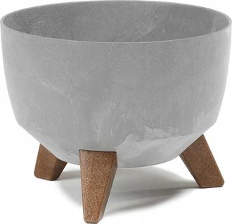 HowHomely Deko Blumentopf mit 3 Beinen Hoch 19 cm - Grau Blumen&uuml;bertopf - Langlebige und Leichte &Uuml;bertopf 25 cm Durchmesser f&uuml;r Wohnzimmer Garten oder Terrasse