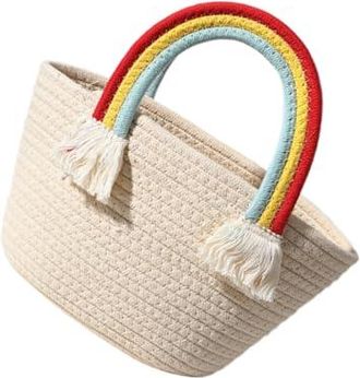 UPKOCH Sac Main Femme Tissé Main Léger et Sac Plage Famille Multiusage pour Shopping Sorties et Vacances Estivales