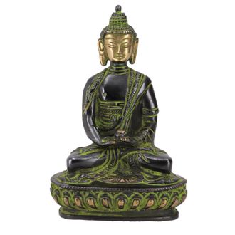 Guru Shop Buddha Statue aus Messing Dhyana Mudra 14 cm - Modell 8