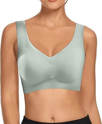 Generic Soutien-gorge confortable &agrave; armatures avec rembourrage de poitrine amovible, Vert, XXL