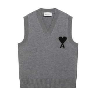 Ami Quota &Auml;rmelloser Pullover - - Knitwear - Herren - Grau - M