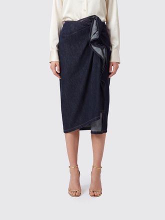 Dries Van Noten Asymmetrischer Midi-Denimrock mit drapierter hoher Taille