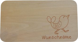 Ffelsenfest Fr&uuml;hst&uuml;cksbrettchen Kinder I Brotzeitbrett personalisiert I Vogel