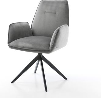 DELIFE Esszimmerstuhl Zoa-Flex Samt Grau Kreuzgestell breit Schwarz Taschenfederkern, Esszimmerstühle