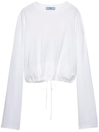 Prada Langarmshirt aus Strickjersey - Weiß