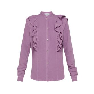 Forte_Forte Ger&uuml;schtes Blusenhemd aus Viskose-Leinen-Krepp - - Blouses & Shirts - Damen - Lila - L