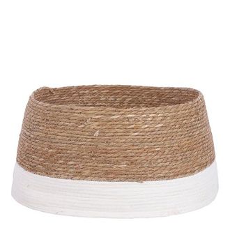 Mica Mica Decorations Jupe de Sapin de No&euml;l &Oslash;58 x H26 cm - Cache Pied en Jonc de Mer - Blanc Cass&eacute;