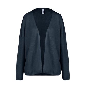 Bomboogie Femme, Pulls, Bleu, Taille: 40 FR Long-sleeve linen cardigan