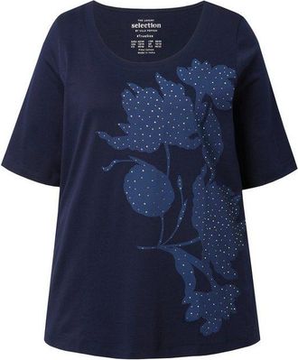 Ulla Popken T-Shirt T-Shirt A-Linie Rundhals Halbarm Pima Cotton