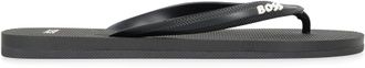 HUGO BOSS Mens Rubber Flip-Flops With Contrasting Logo Black Flip Flops & Slides