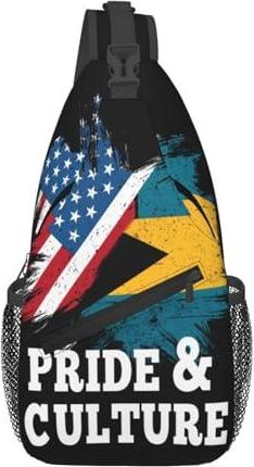 Generic Drapeau Baham&eacute;en Am&eacute;ricain Sac &Agrave; Bandouli&egrave;re Antivol Pochette Epaule Pratique Sac Banane Pour Femme Cyclisme Shopping