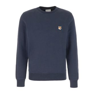 Maison Kitsun&eacute; Fox Head Patch Regular Sweatshirt - - Sweatshirts & Hoodies - Herren - Blau - XL