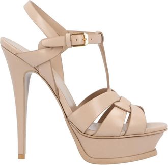 Saint Laurent Sandalen - Tribute Platform Sandals In Smooth Leather Beige - Gr. 36,5 (EU) - in Beige - f&uuml;r Damen
