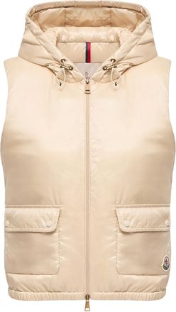 Moncler Moncler Doudoune Courte Sans Manches En Longue Saison Lansette, Femme, Beige, Taille: 00