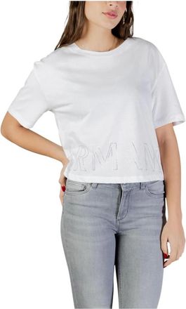 A|X Armani Exchange Femme, Tops, Blanc, Taille: 42 FR T-shirt en coton imprim&eacute; &agrave; col rond