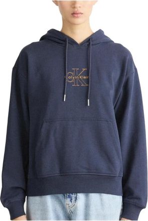 Calvin Klein Femme, Sweatshirts et sweats à capuche, Bleu, Taille: 40 FR Classic Foil Monologo Hood