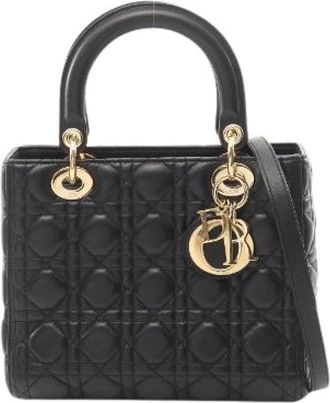Dior Pre-owned Sac &agrave; main Lady Dior en cuir 2 fa&ccedil;ons - Femme - Pre-owned - Noir - Taille: ONE Size