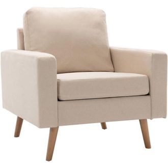 vidaXL Vidaxl - Fauteuil relax cr&egrave;me en tissu polyester - Rembourrage &eacute;pais pour confort optimal - Cadre en bois massif - Dimensions 77x71x80cm
