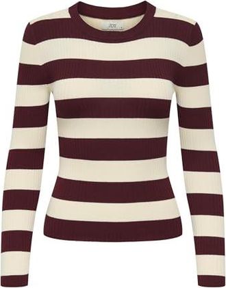 Jacqueline de Yong JdY Jdyplum L/S O-Neck Pullover KNT Noos Pull côtelé en mélange de Viscose, Bordeaux, S Femme