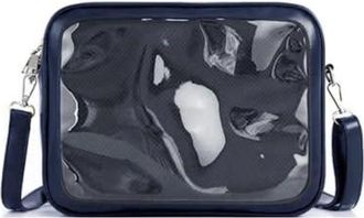 Generic Sac &agrave; bandouli&egrave;re transparent en PVC pour femme, sac &agrave; bandouli&egrave;re avec fermeture &eacute;clair, sac &agrave; main portable pour petits articles de voyage, bleu mar