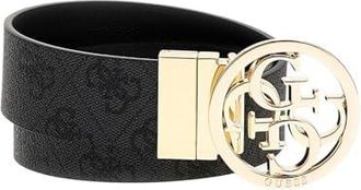 Guess ceinture Noelle Nolana Belt W105 Coal Logo gris fonc&eacute; noir raccourcissable r&eacute;versible