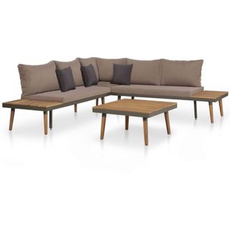 vidaXL Vidaxl - Salon de jardin 4pcs et coussins Bois dacacia solide Marron