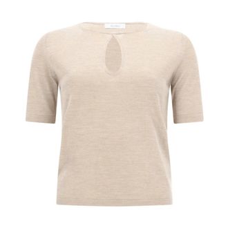 Max Mara Seiden-Kaschmir-T-Shirt - - Tops - Damen - Beige - XS