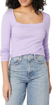 Amazon Essentials Damen T-Shirt Mit Langen &Auml;rmeln Und Eckigem Ausschnitt Mit Schmaler Passform, Lavendel, XXL