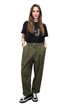 Pinko Damen Pista Lederhose OVO Hose, X20_Gewehrgrün, D 38 (Herstellergröße: 44)