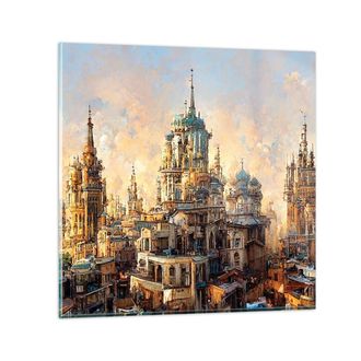 Arttor Bilder auf Glas 70x70cm Glasbild Alte Stadt Geschichte Geb&auml;ude Gro&szlig; Wanddeko Bild im Glas Schlafzimmer K&uuml;che Deko Wandbilder Dekoration Wohnzimmer Mod