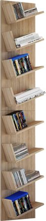 VCM Holzregal hängend | platzsparendes Regal | Maße: H. 180 x B. 33 x T. 16 cm | Elegantes Regal hängend | Aufbewahrungsregal | Bücherregal | Wandboard - 