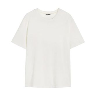 Jil Sander Wei&szlig;es Rundhals-T-Shirt aus Kompakter Baumwolle - - Tops - Herren - Wei&szlig; - M
