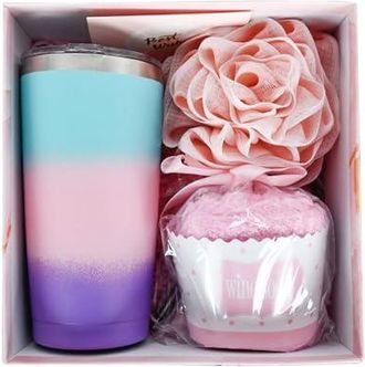 Generic Ensemble de tasses &agrave; caf&eacute; de 591 ml en acier inoxydable &agrave; isolation thermique avec couvercle, cartes de voeux r&eacute;utilisables, chaussettes et paille de 