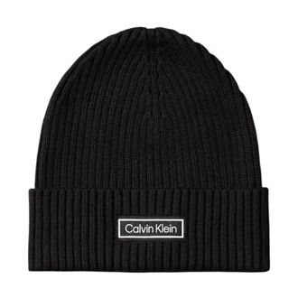 Calvin Klein Chunky Rib Cotton Beanie - - Accessories - Herren - Schwarzk - ONE SIZE