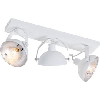QAZQA Qazqa - Industrielle Deckenleuchte wei&szlig; mit silbernem 3-Licht verstellbar - Magnax