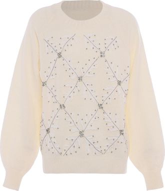 Faina Pullover Damen Wollwei&szlig;