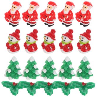 Amosfun 20 St&uuml;ck Mini Harzornamente Bastelbedarf Weihnachtsdekoration Mini Festtagsfiguren Aus Harz Dorfszenen Accessoires Schneemann Dorfaccessoires Schneefl